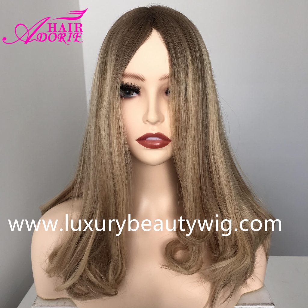 16‘’ 24/16/10# Blonde Mongolian Human Hair Kosher Wig - Luxury Beauty Wig